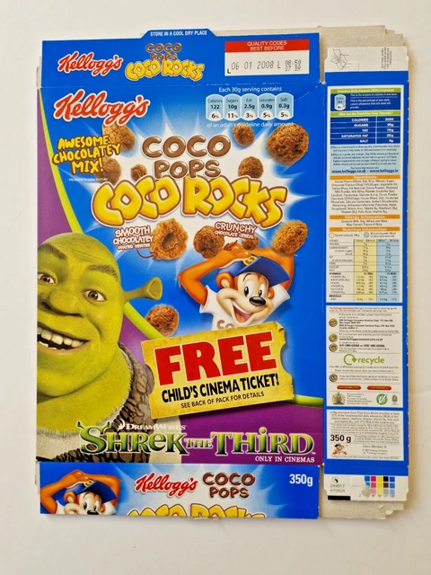 2007 KELLOGGS CEREAL Coco Pops Rocks Shrek 3 Packet £11.11 - PicClick UK