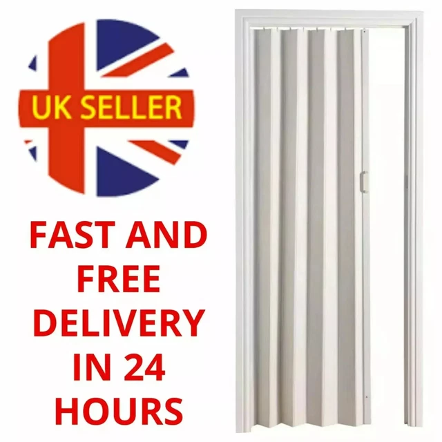 FOLDING DOOR WHITE PVC Internal Concertina Accordion Doors Oak Effect £ ...