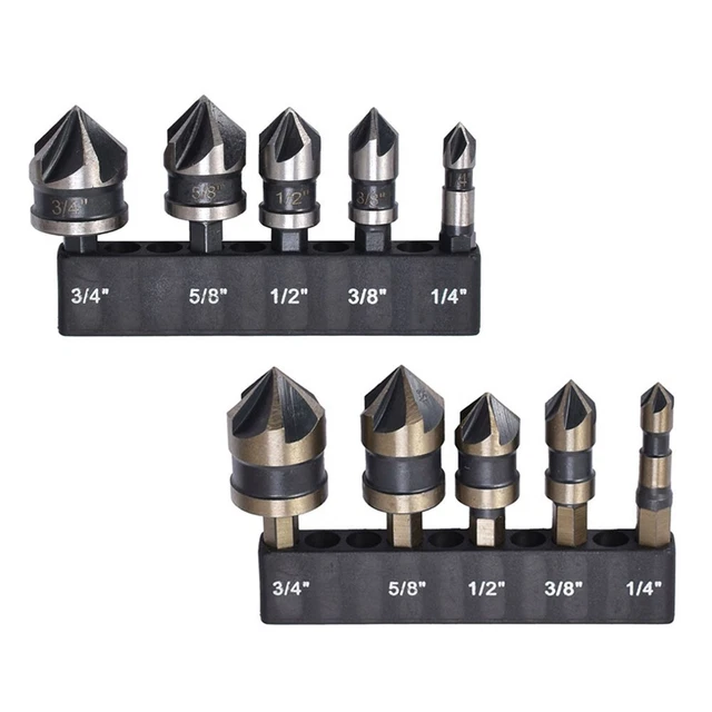 INNOVATIVE HEX SHANK Design in 5pcs Countersink Drill Bit Set for Easy ...