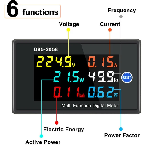 PANNEAU LCD AC compteur tension amplis fréquence énergie avec installation fac EUR 38,42 ...