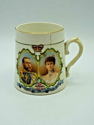 ANTIQUE KING GEORGE V + Queen Mary CORONATION COMMEMORATIVE CUP 1911 ...