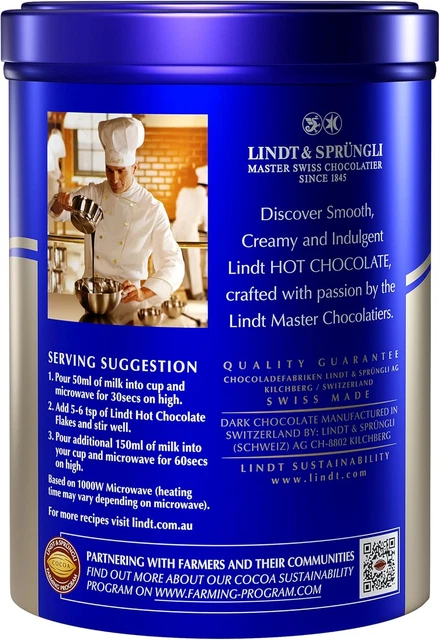 LINDT MILK CHOCOLATE Hot Chocolate Flakes 210G $32.99 - PicClick AU
