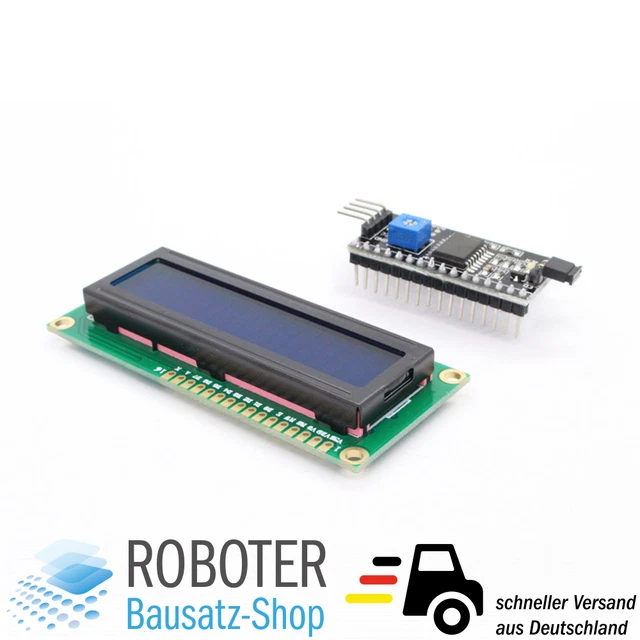 LCD DISPLAY MODUL 1602 mit I2C Controller Arduino, Atmel kompatibel mit ...