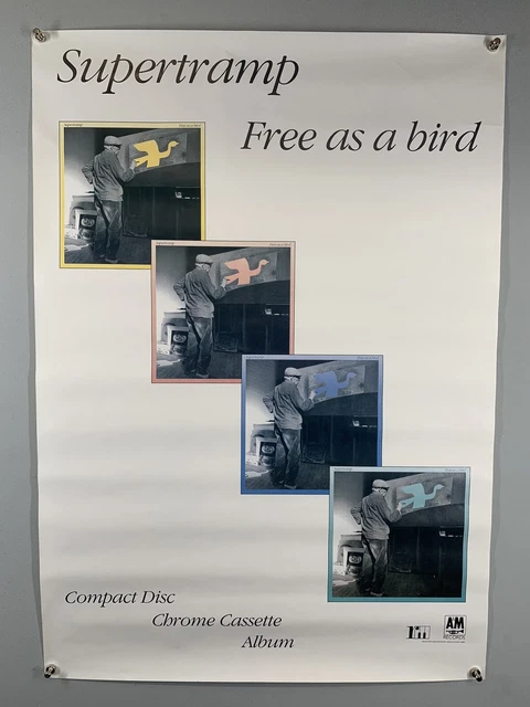 SUPERTRAMP AFFICHE VINTAGE Original A&M Records Promo Free As A Bird ...