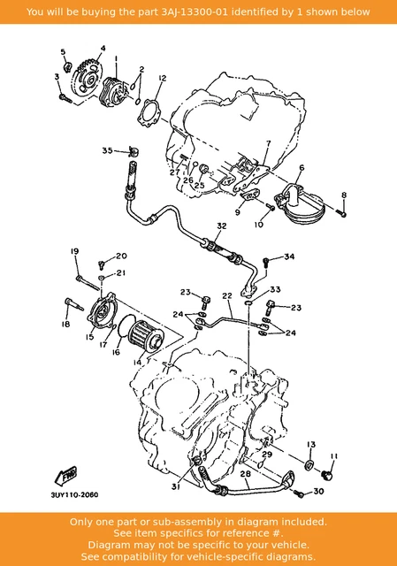 YAMAHA OIL PUMP Assy, 3AJ-13300-01 OEM XT600 XT600E SZR660 XTZ660 ...