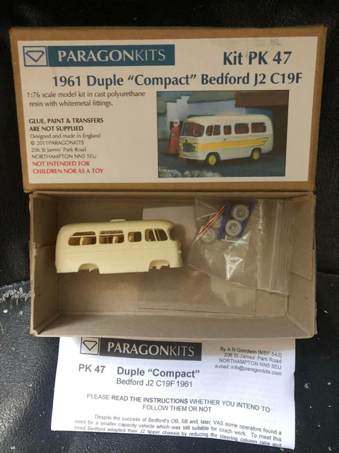 KIT BUS PARAGONKITS 1961 Duple Cpmpact Bedford J2 C19F Resin Model Bus Kit £34.99 - PicClick UK