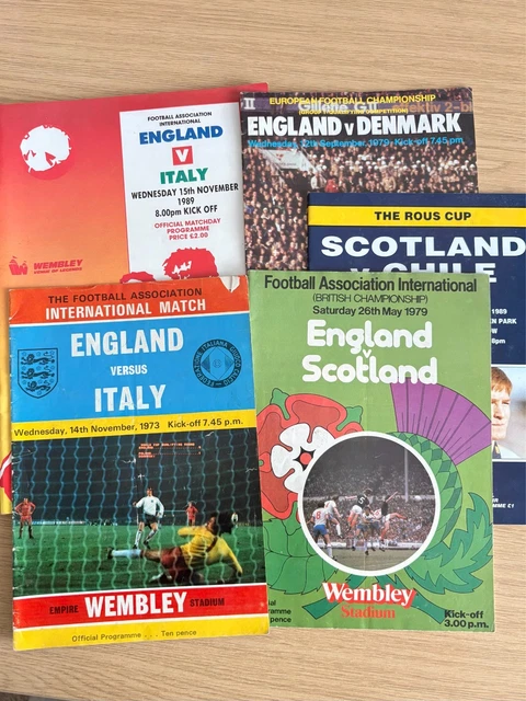ENGLAND (AND SCOTLAND) Football Programmes - Bundle of 5 (1973-1989) £1 ...
