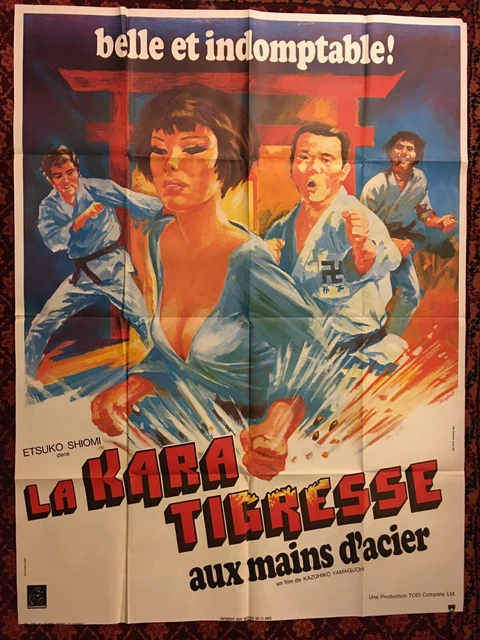 AFFICHE CINÉMA ORIGINALE époque 120x160 LA KARA TIGRESSE AUX MAINS D ...