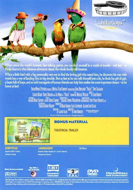 PAULIE PARROT *1998 / Gena Rowlands* NEW R2 DVD *FREE TRACKED DELIVERY ...