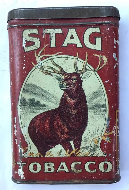ANCIENNE BOÎTE TABAC Ww1 Us Stag Horn Deer Pipe & Cigarette Tobacco Old ...