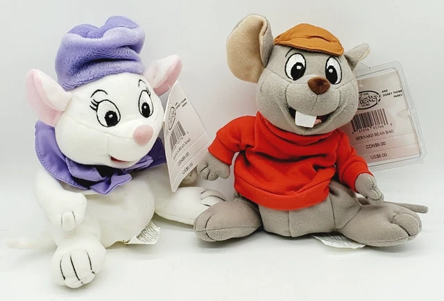 DISNEY STORE THEME Park The Rescuers Bianca & Bernard Vtg Bean Bag ...