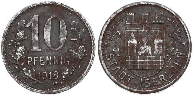 DEUTSCHLAND - STADT Iserlohn 10 Pfennig 1918 - Notgeld Kriegsgeld EUR 4 ...