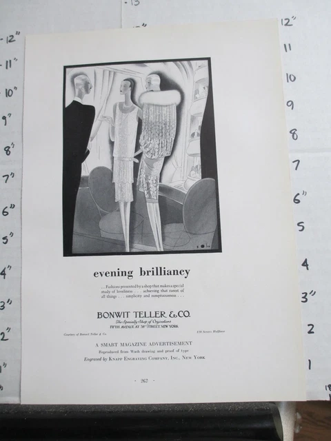 MAGAZINE AD 1927 KNAPP Engraving Bonwit Teller flapper girls dress ...