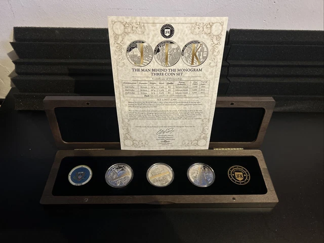 LONDON MINT OFFICE “The Man Behind the Monogram” JFK Three Coin Set £85 ...