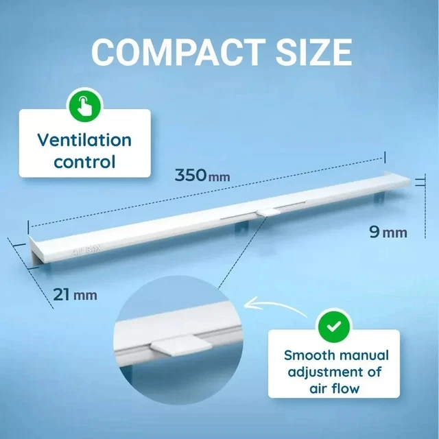 AIR BOX TRICKLE vent. No Drill window Trickle Vent Easy Fit 350mm wide ...