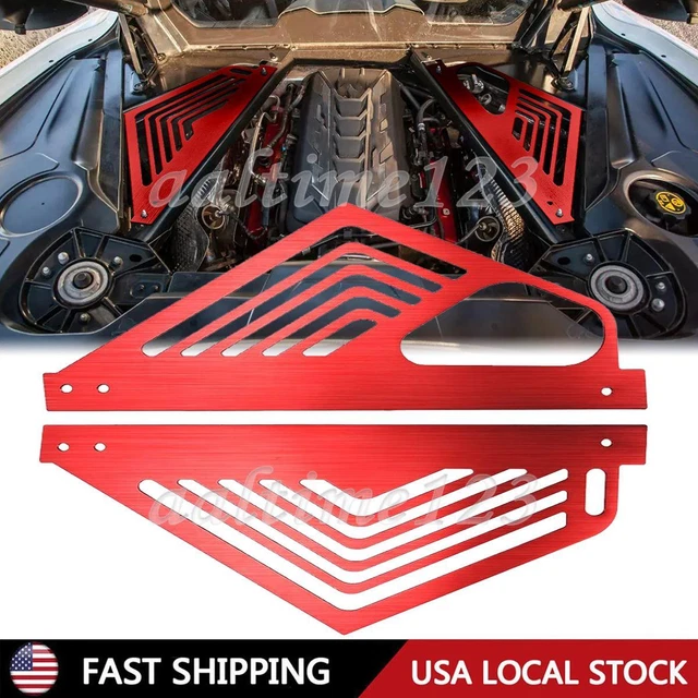 RED CNC ALUMINUM Engine Bay Panel Covers Plate For CORVETTE C8 Z51 2020 ...