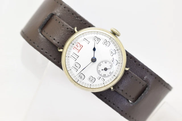 GENTS MILITARY WW1 1914-18 Hermetic Trench Watch, 33mm. FHF 15 Jewel ...