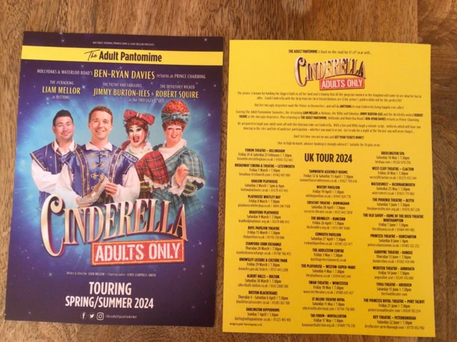 CINDERELLA ADULT, SPRING 2024 Panto flyers x 2 £1.30 - PicClick UK