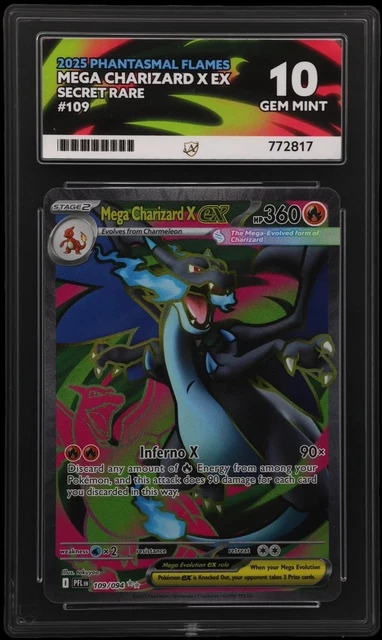 MEGA CHARIZARD X EX [109/094] Phantasmal Flames Ultra Rare Ace Grade 10 ...