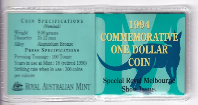 AUSTRALIAN: 1994 $1 Dollar Decade Commemorative M Melbourne Mintmark ...