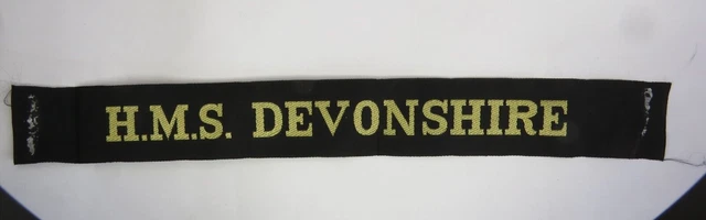 ROYAL NAVY ORIGINAL Cap Tally H.M.S. DEVONSHIRE £7.48 - PicClick UK