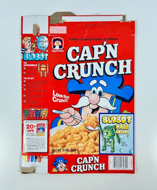 VINTAGE 1985 QUAKER Cap'n Crunch Cereal Box Blobot Robot Toy Premium ...
