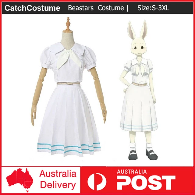 NEW ANIME BEASTARS Haru Cosplay Costume White Rabbit Uniform Dress Suit ...