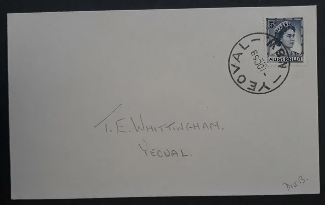 1959 AUSTRALIA 5D Deep Blue QE2 Definitive stamp/1st Day Cover (Type B ...