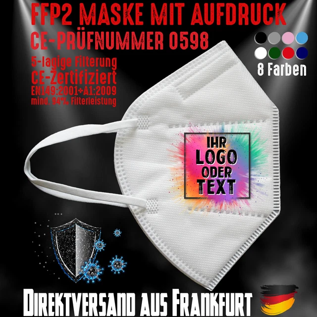 FFP2 MASKE MUNDMASKE mit Ihrem Logo oder Spruch individuell Firma ...