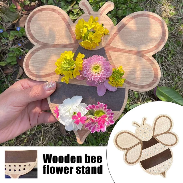 WOODEN BEE FLOWER Stand Kids Art Craft Outdoor Bee Pretend T Gardening ...