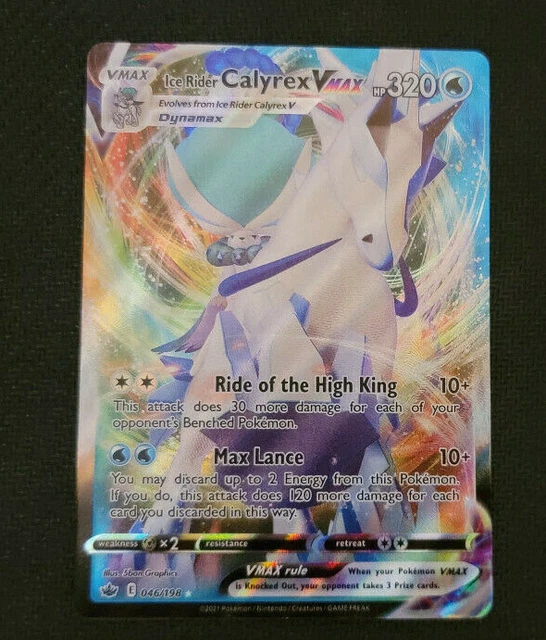 POKEMON ICE RIDER Calyrex Vmax Full Art Ultra Rare Chilling Reign 046/ ...