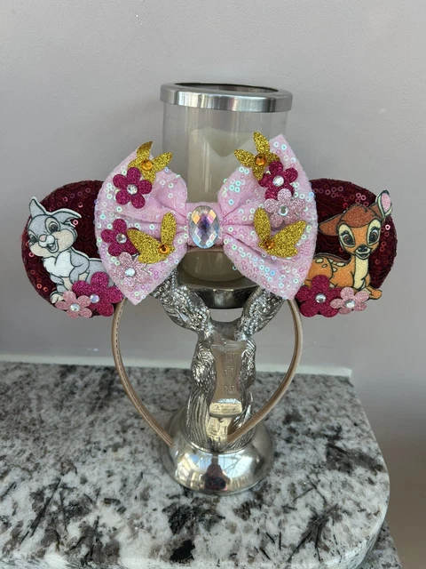 DISNEY INSPIRED BAMBI & Thumper Brown Sequin Ears Headband With Pink ...