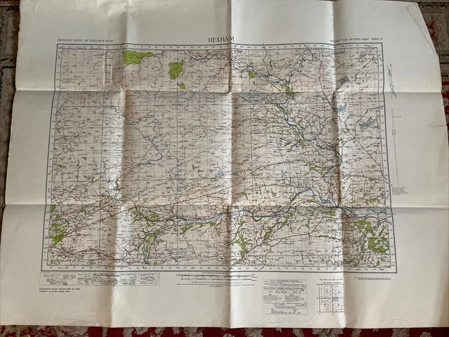 MAP OF HEXHAM WW2 WAR 1940 Ordnance Survey Linen Backed Sheet #6 £3.95 ...