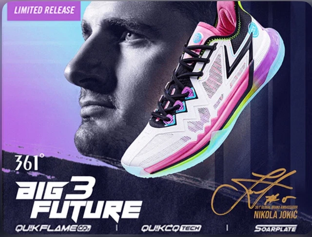 361 DEGREES BIG 3 FUTURE WHITE / OBSIDIAN BLACK (Nikola Jokic) Brand ...