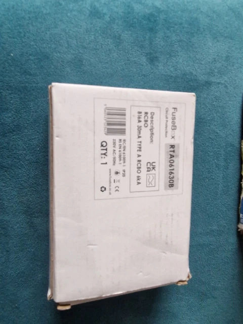 FUSEBOX RTA061630B TYPE-A 16A RCBO Single Pole+N TripType-B 16A 6kA 30mA £10.00 - PicClick UK
