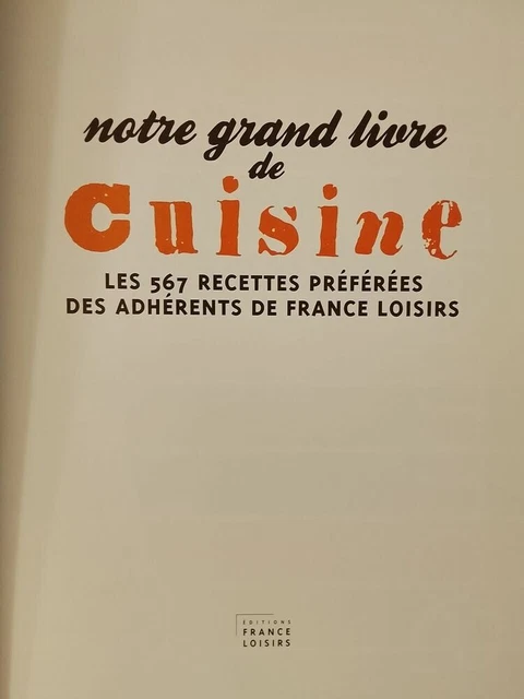 NOTRE GRAND LIVRE de cuisine | Bon état EUR 20,00 - PicClick FR