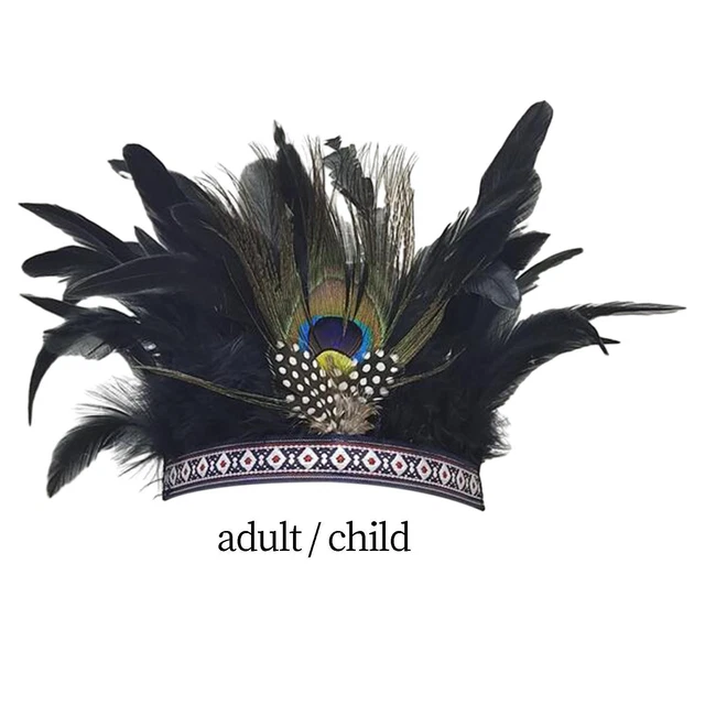 FEATHER HEADDRESS KIDS Party Bohemian American Chief Indian Hat for ...