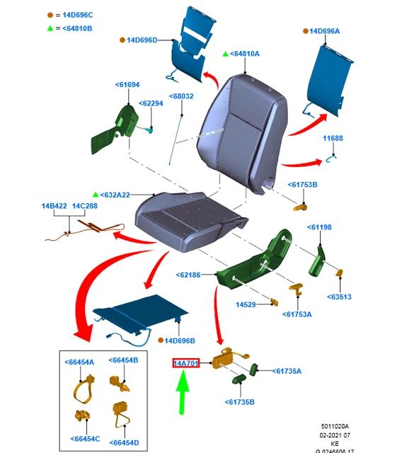 FORD RANGER T6 MK1 Front Power Seat Adjust Switch Assy LHD 1750764 NEW ...