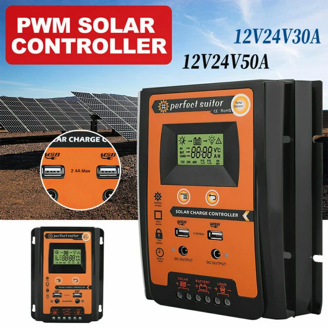 PWM SOLAR CHARGE Controller Panel Battery Regulator LCD Display 12V/24V 30A/50A £25.99 - PicClick UK
