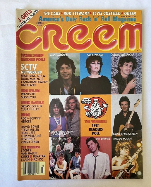 CREEM MAGAZINE MARZO 1982 SCTV Bob Dylan Mink DeVille Joan Jett J.Geils ...