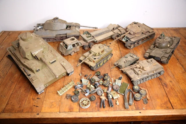 VINTAGE TAMIYA BANDAI Military Tank Model Kit Junkyard Lot motorized ...