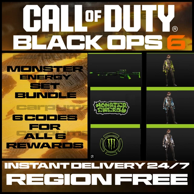 CALL OF DUTY Black Ops 6 BO6 Monster Energy Full Set Codes Operator ...