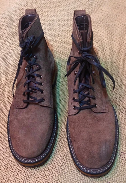 NICK’S HANDMADE MTO Urban Logger Brown Roughout Boots Size 10.5 Vibram ...