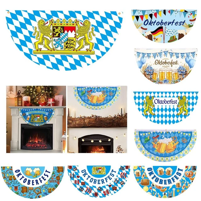 OKTOBERFEST DECORATIONS FAN Flags Bavarian Pennant Banners'` £9.30 ...