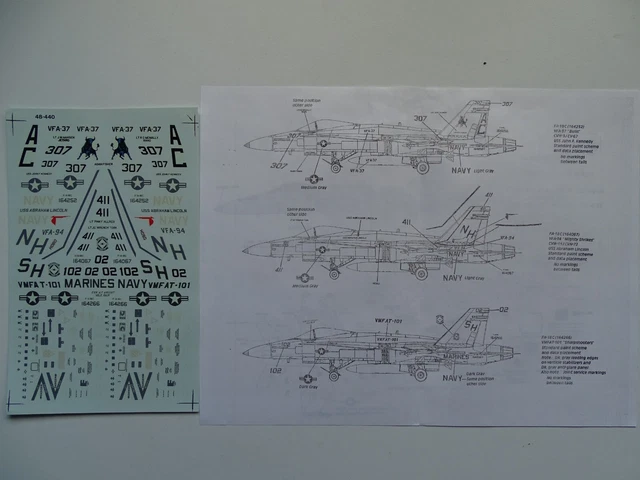 SUPER SCALE DECALS 1/48 F/A-18C Hornet VFA-37 & 94, VMFAT-101 EUR 8,00 ...