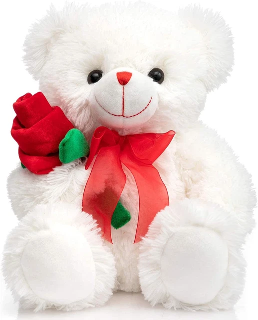 BEJOY TEDDY BEAR Stuffed Animal Rose Bear with Red Bow Soft Plush Toy ...