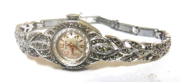 VINTAGE ALGEX MARCASITE Swiss Watch 17 Jewel Incabloc $59.95 - PicClick AU