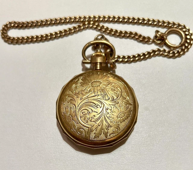 ANCIENNE MONTRE DE Gousset et sa chaine en plaqué or Maille gourmette ...
