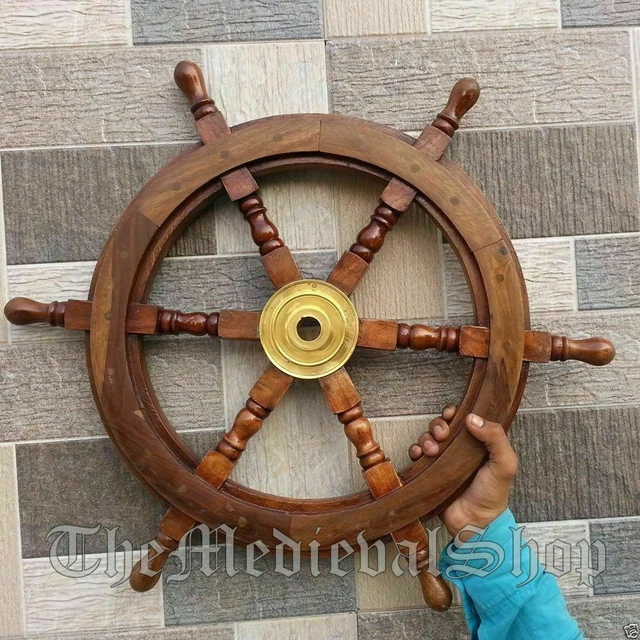 VOLANT DE BATEAU nautique en bois de 18 pouces, décoration de pirate,... EUR 47,88 - PicClick FR