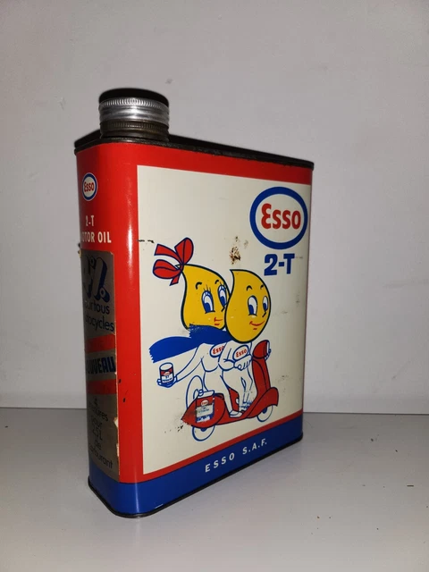 ANCIEN BIDON HUILE Esso S A F Motor Oil Vespa 2t 2 Temps No Shell Solex ...
